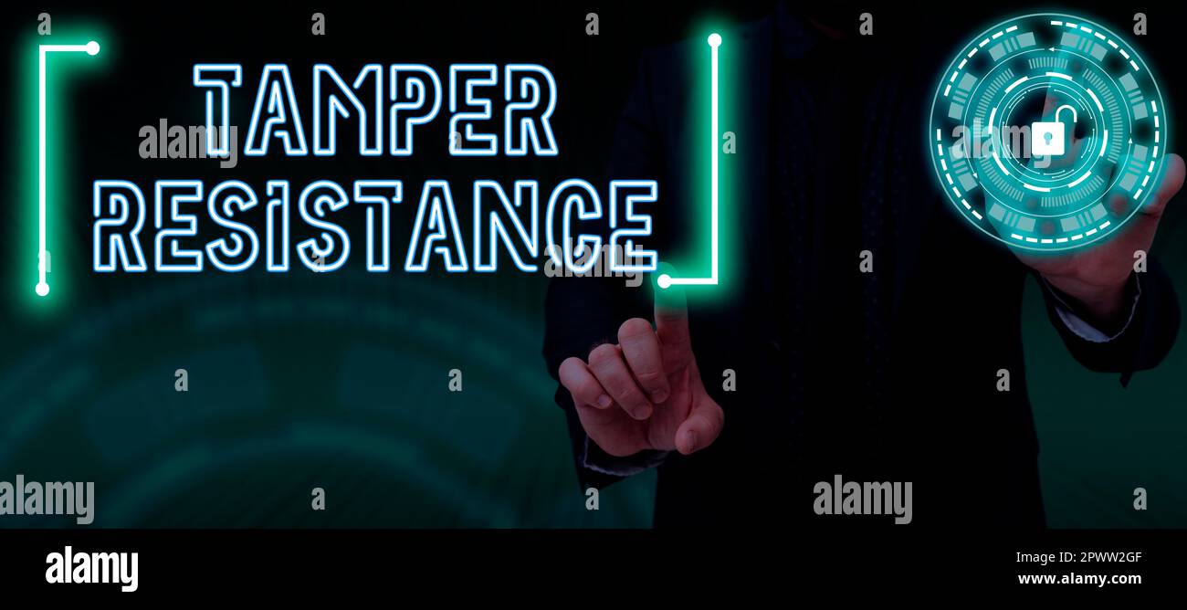 Hand writing sign Tamper Resistance, Business concept resilent to ...