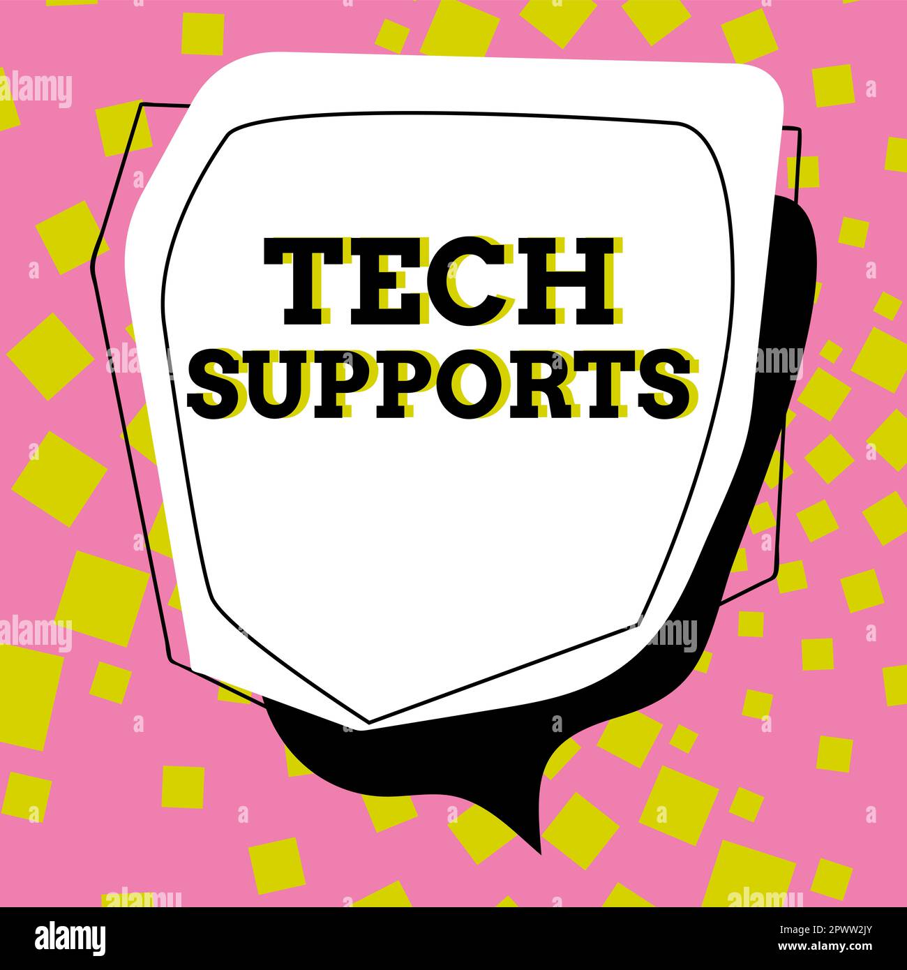 Text caption presenting Tech Supports, Conceptual photo Help given by ...