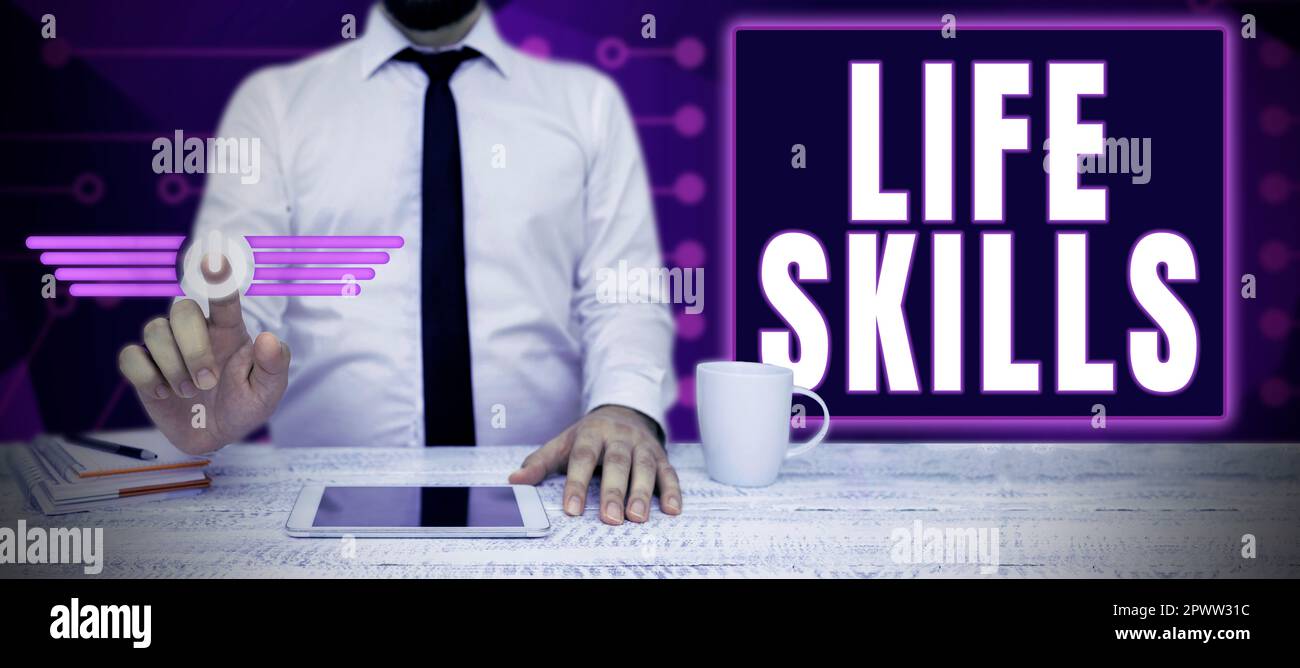 Hand writing sign Life Skills, Business concept that is necessary or ...
