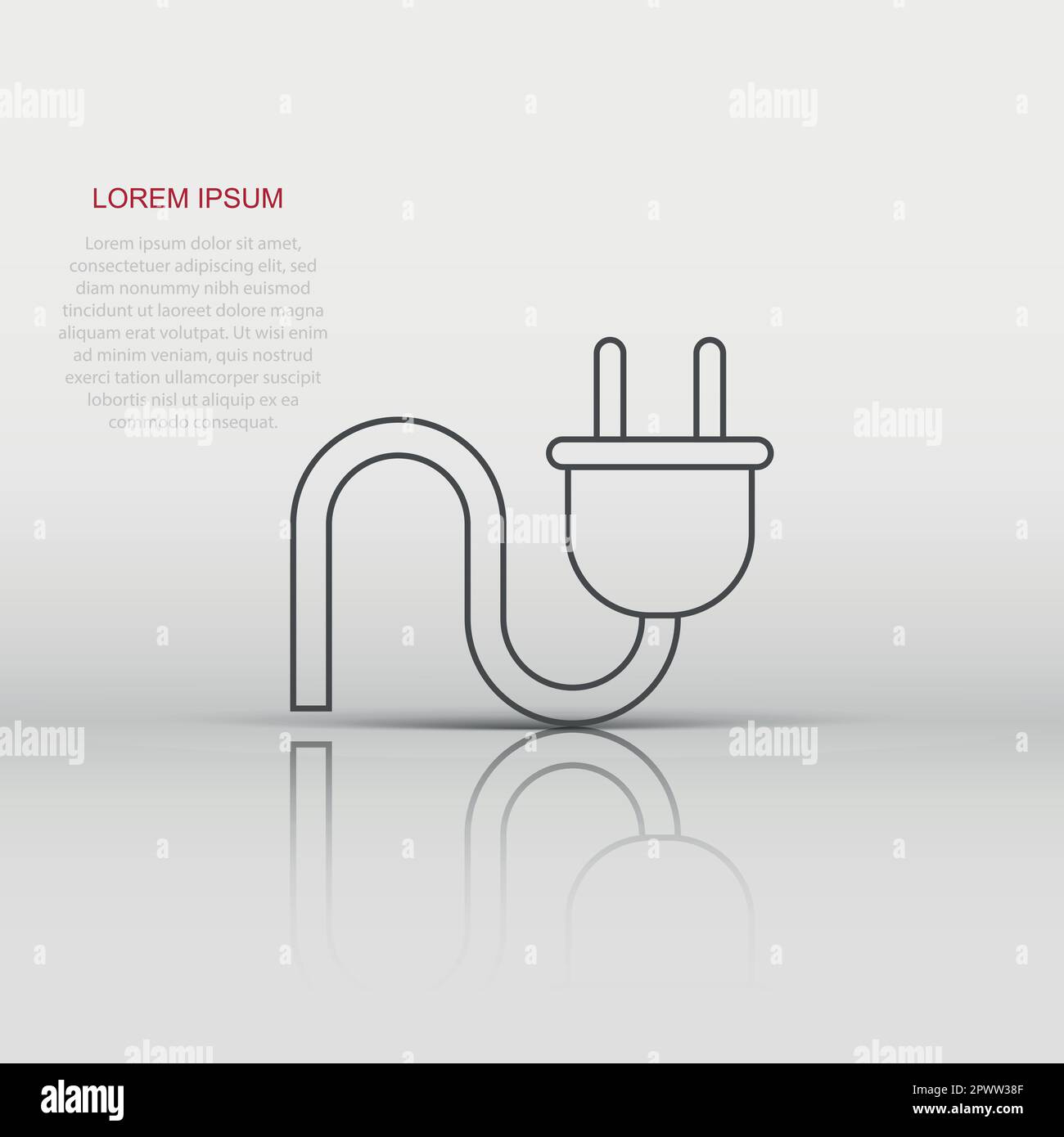 Vector electric plug icon in flat style. Power wire cable sign ...