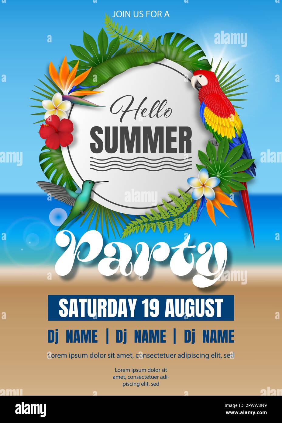 Summer background with colorful inflatables on pool water. Summer ...