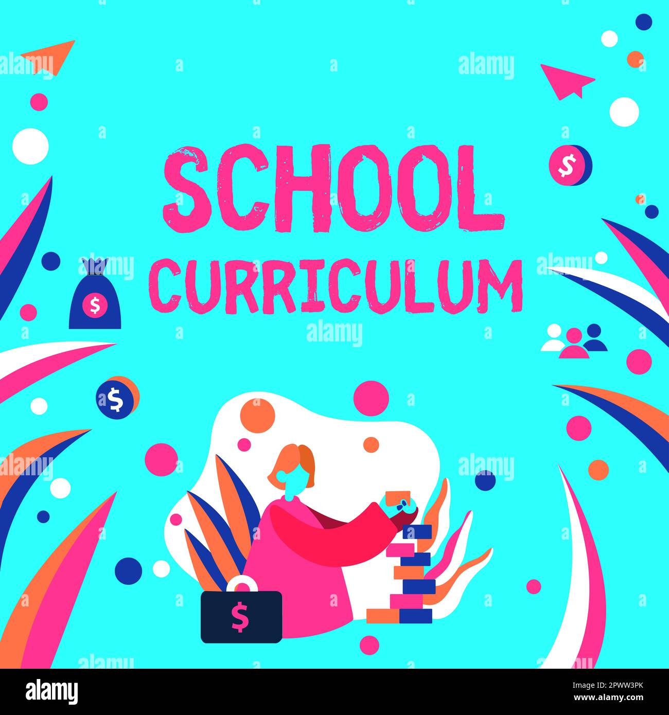 Sign displaying School Curriculum, Business showcase designed to ...