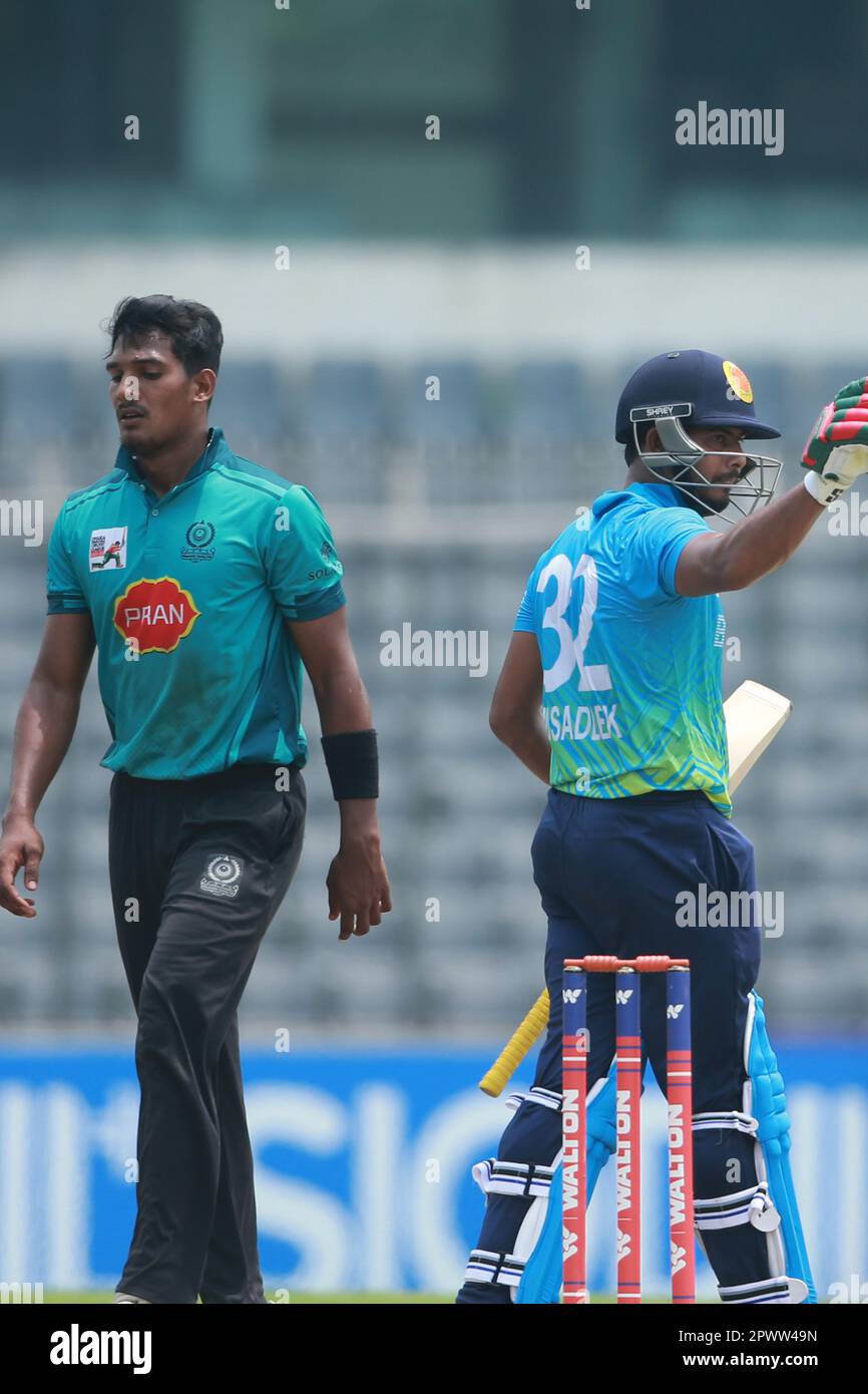 Captain Mosaddek Hossain celebrates his fifty runs as he came up with ...