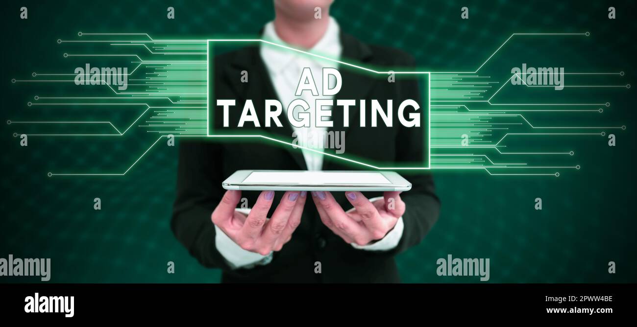Hand writing sign Ad Targeting, Business overview target the most ...