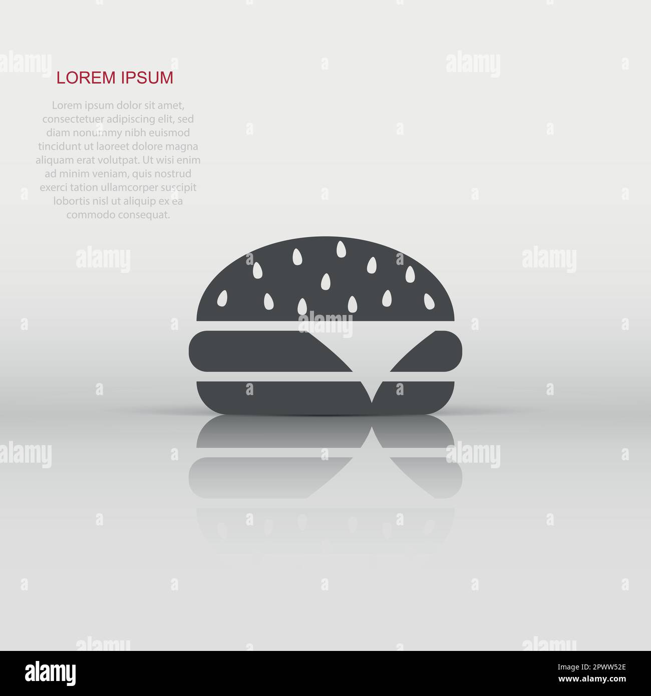 Vector burger fast food icon in flat style. Hamburger sign illustration ...