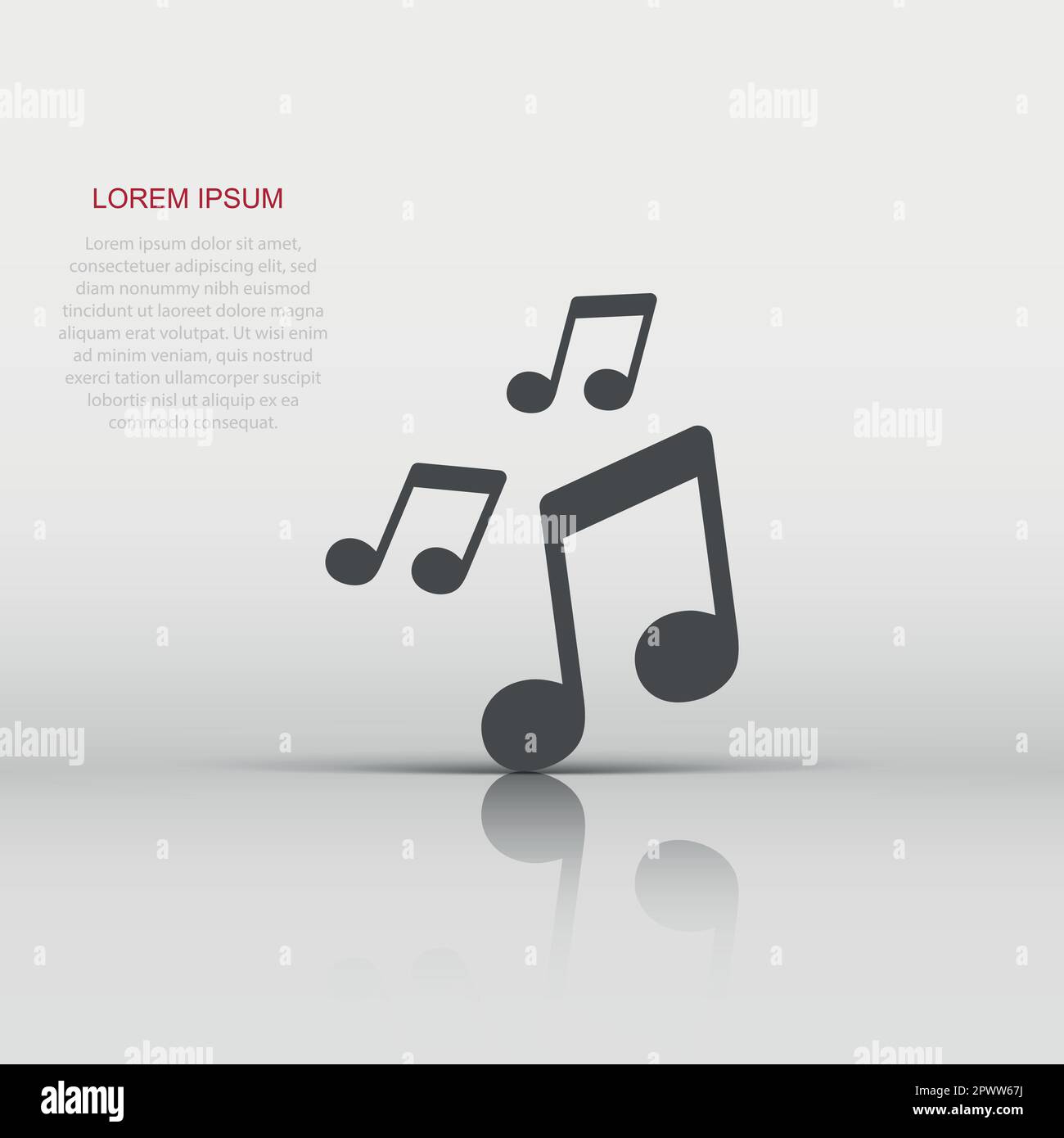 Vector music icon in flat style. Sound note sign illustration pictogram ...