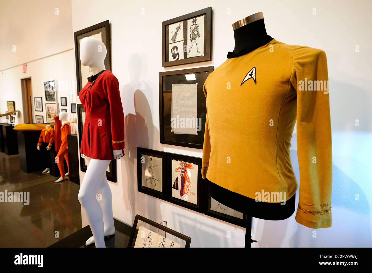 Costumes used on the television show "Star Trek" are displayed on ...