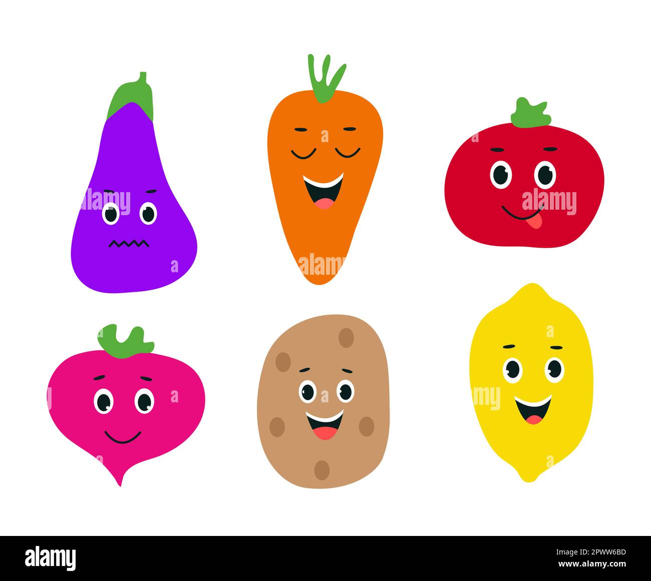 Doodle set colorful vegetables Stock Vector Images - Alamy