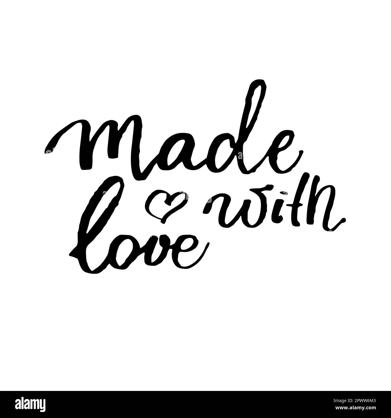 The inscription Made with love on a white background. Expressive ...