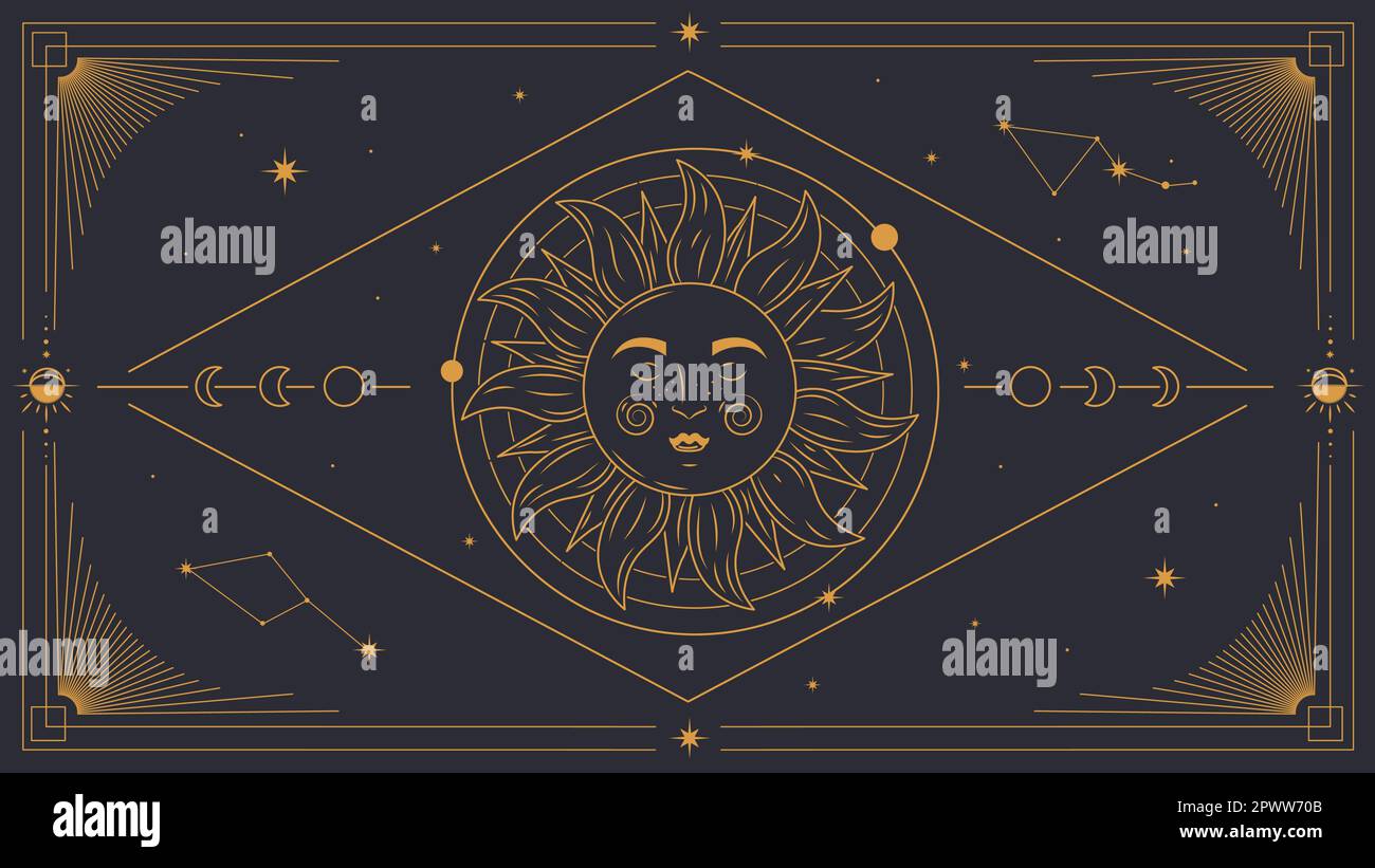 Mystical sun drawing Stock Vector Image & Art - Alamy