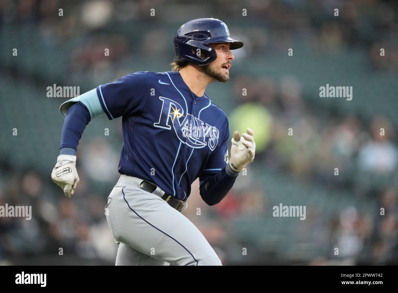 Tampa Bay Rays' Josh Lowe rounds first during a baseball game against ...