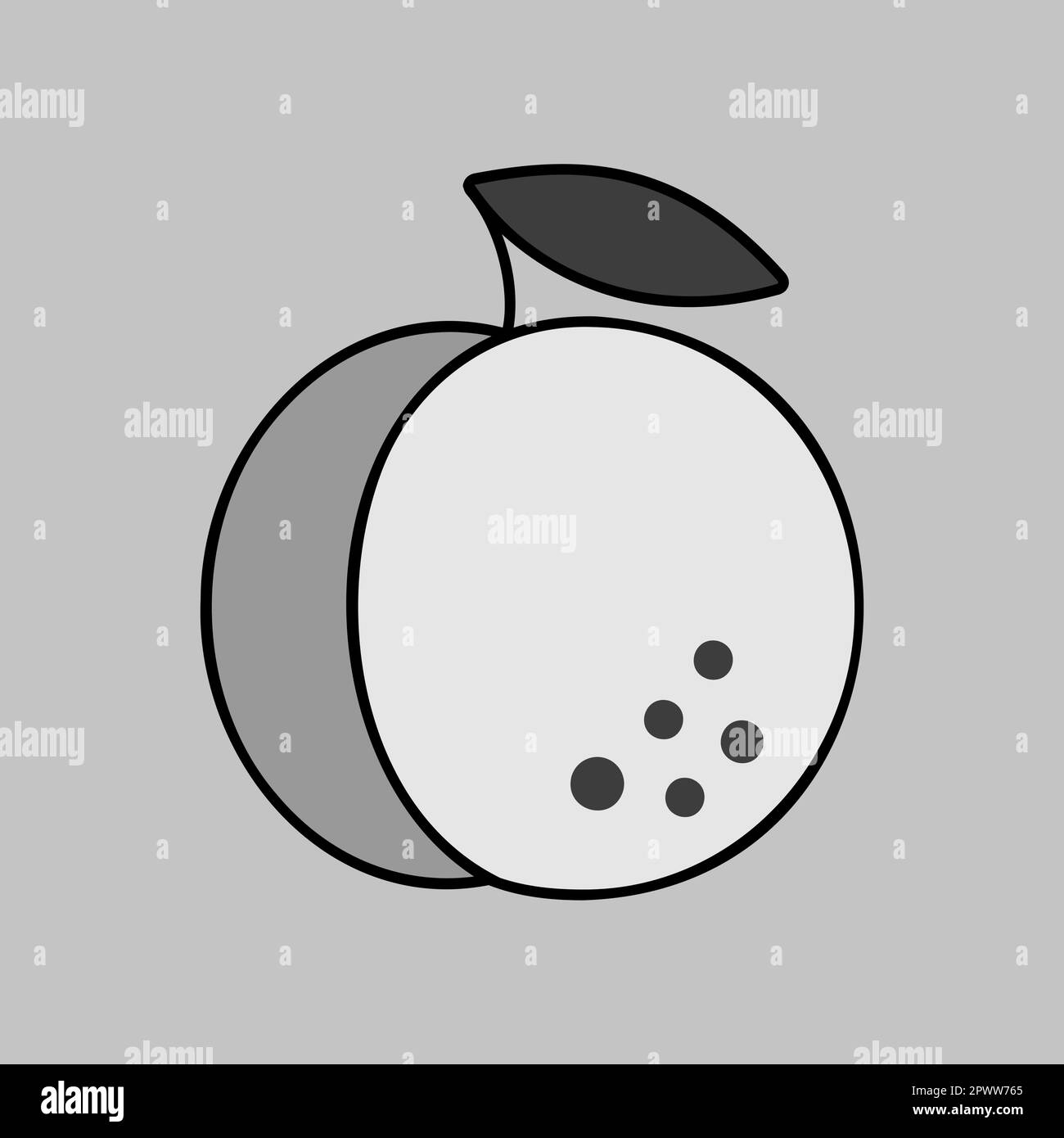 Peach vector grayscale icon. Graph symbol for food and drinks web site ...