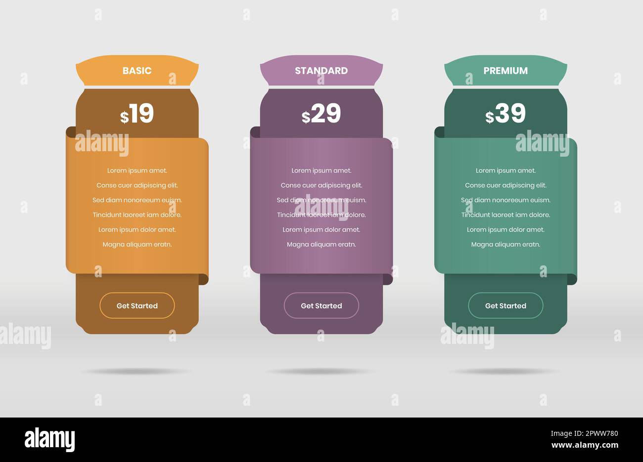 Modern gradient pricing comparison list with abstract shapes for web design Stock Vector Image ...