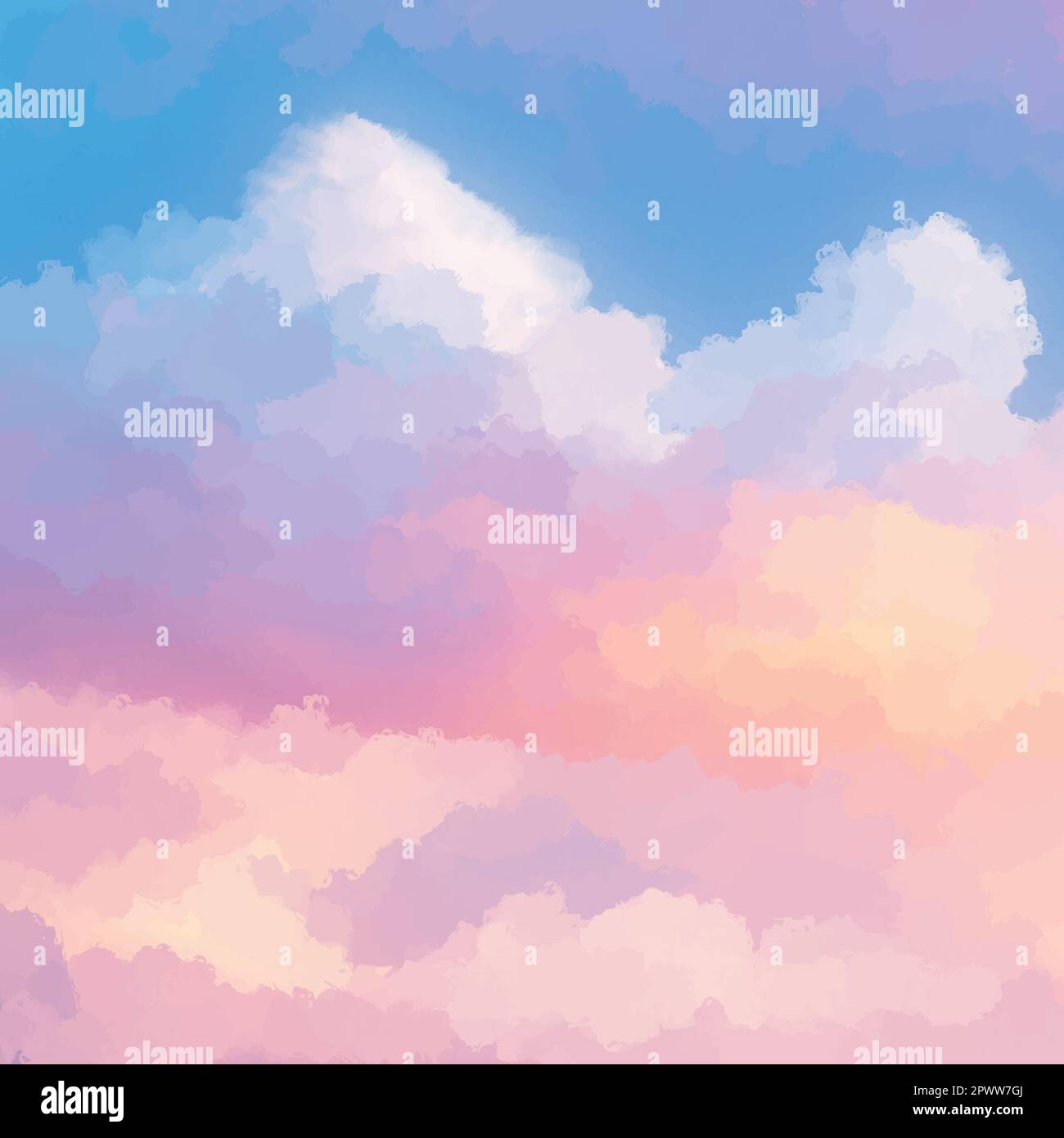 Hand painted sugar cotton candy cloud scene Stock Vector Image & Art ...