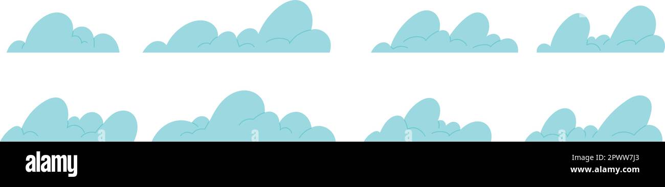 Simple clouds isolated set. Cute flat sky icon, cloud logo. Cartoon ...