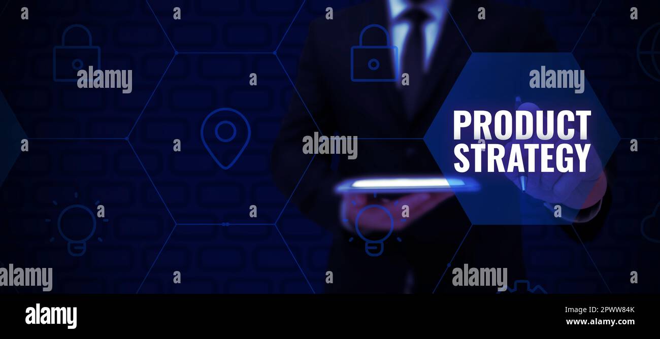 Handwriting text Product Strategy, Business showcase long term plan ...