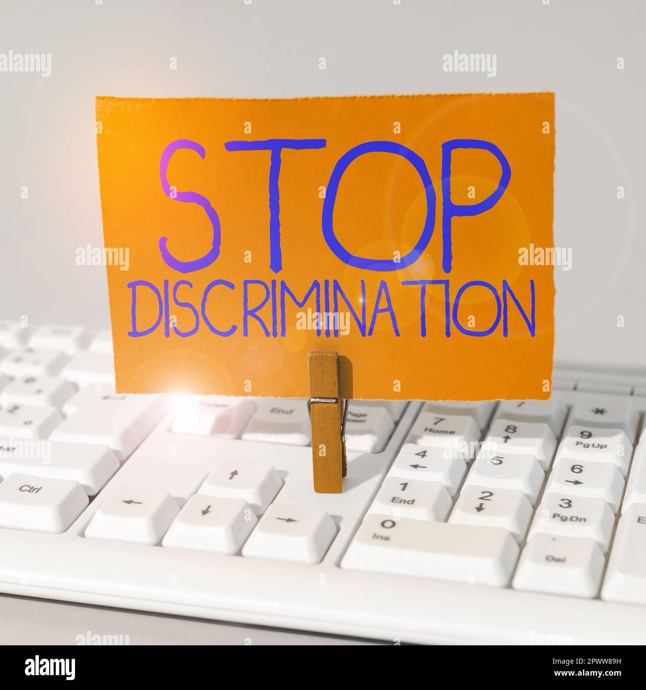 Hand writing sign Stop Discrimination, Business showcase Prevent ...