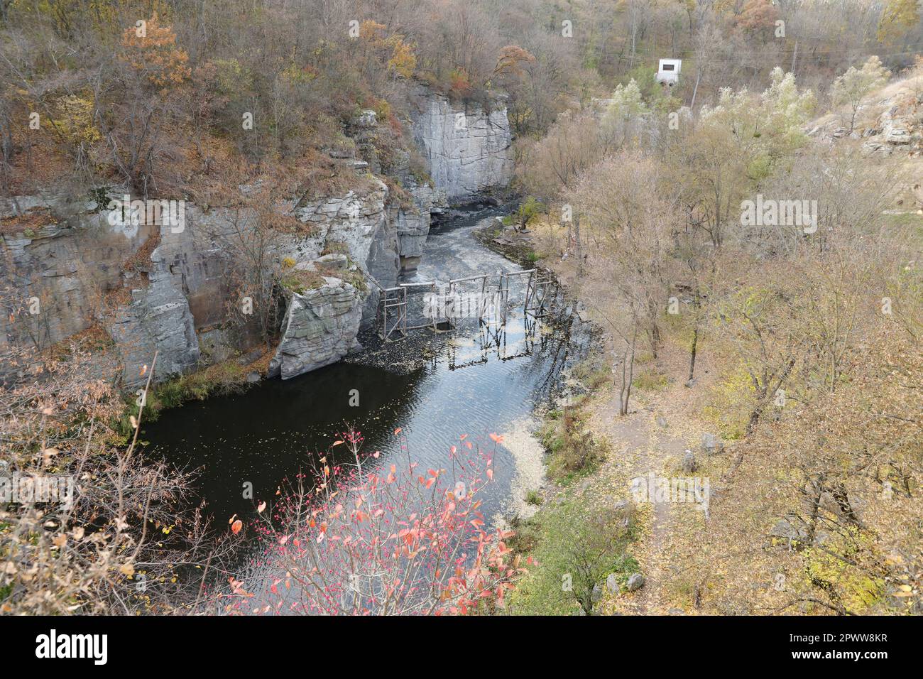 Granite rocks of Bukski Canyon with the Girskyi Tikych River ...