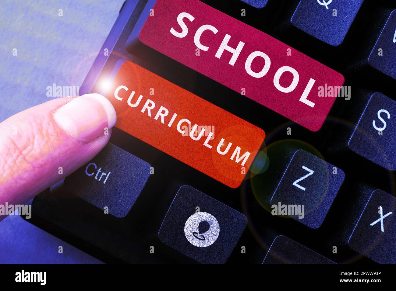 Sign displaying School Curriculum, Business showcase designed to ...