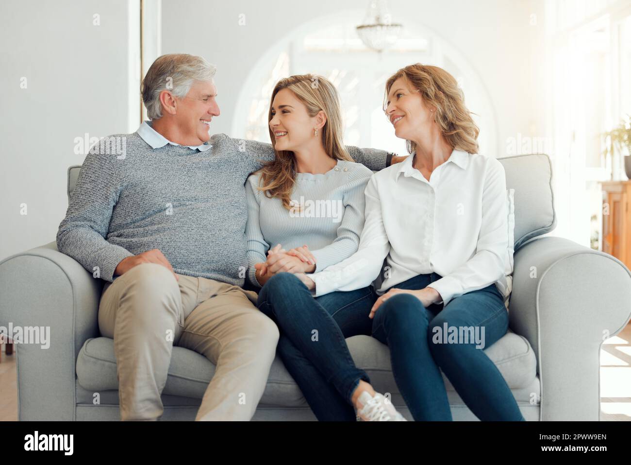 Youre safe as long as were around. parents bonding with their daughter ...