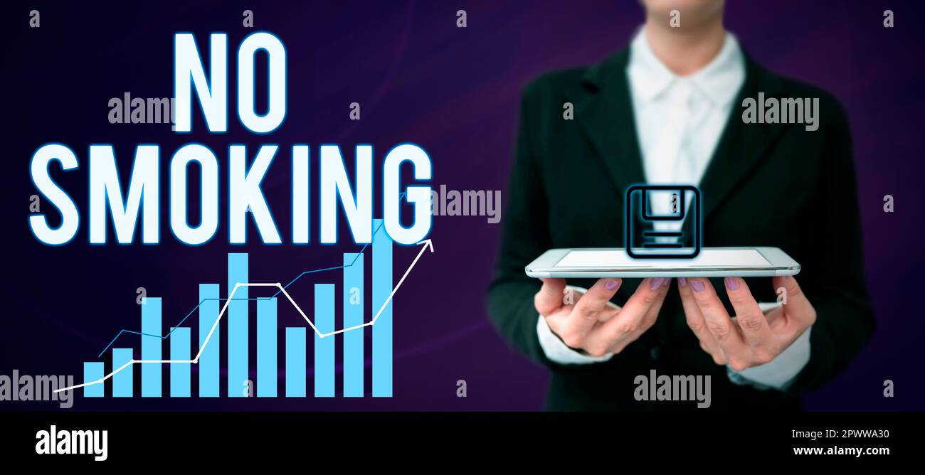 Hand writing sign No Smoking, Business approach using tobacco is ...