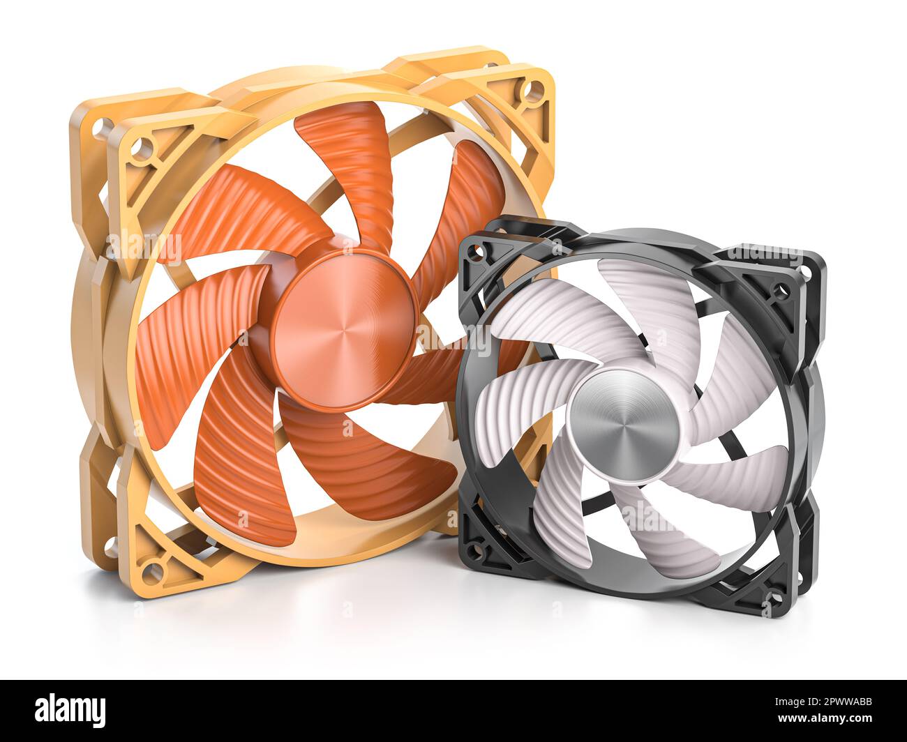 PC or CPU cooler fan isolated on white background. 3d illustration ...