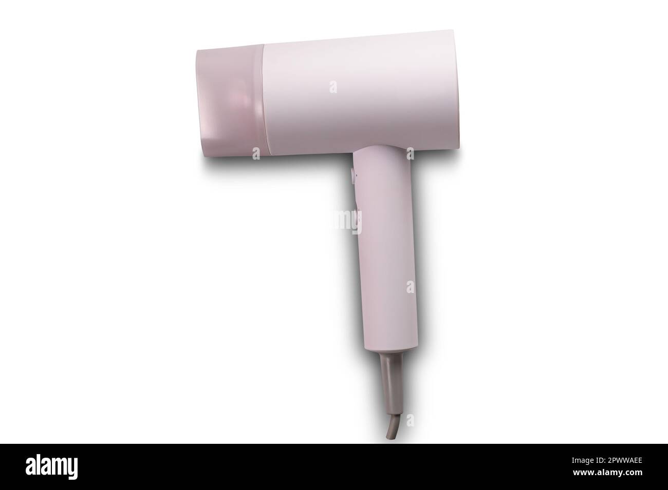New single compact electric hair dryer and nozzle isolated on white ...