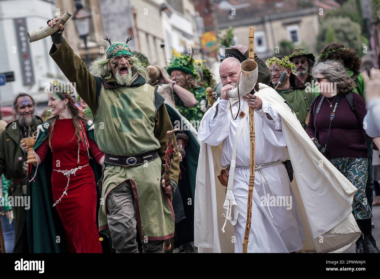 Glastonbury, UK. 1st May 2023. Beltane Celtic festival celebrations on ...