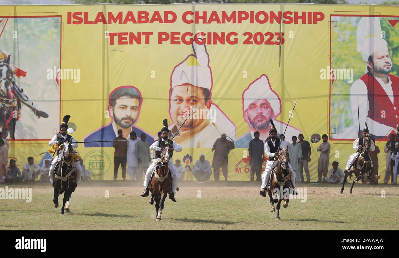Islamabad, Pakistan. 30th Apr, 2023. A horse rider participates in Tent ...