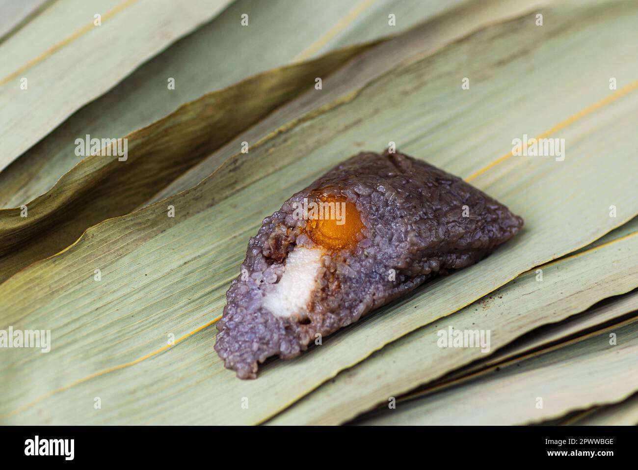 Traditional Chinese food for Dragon boat festival. Closeup zongzi or ...