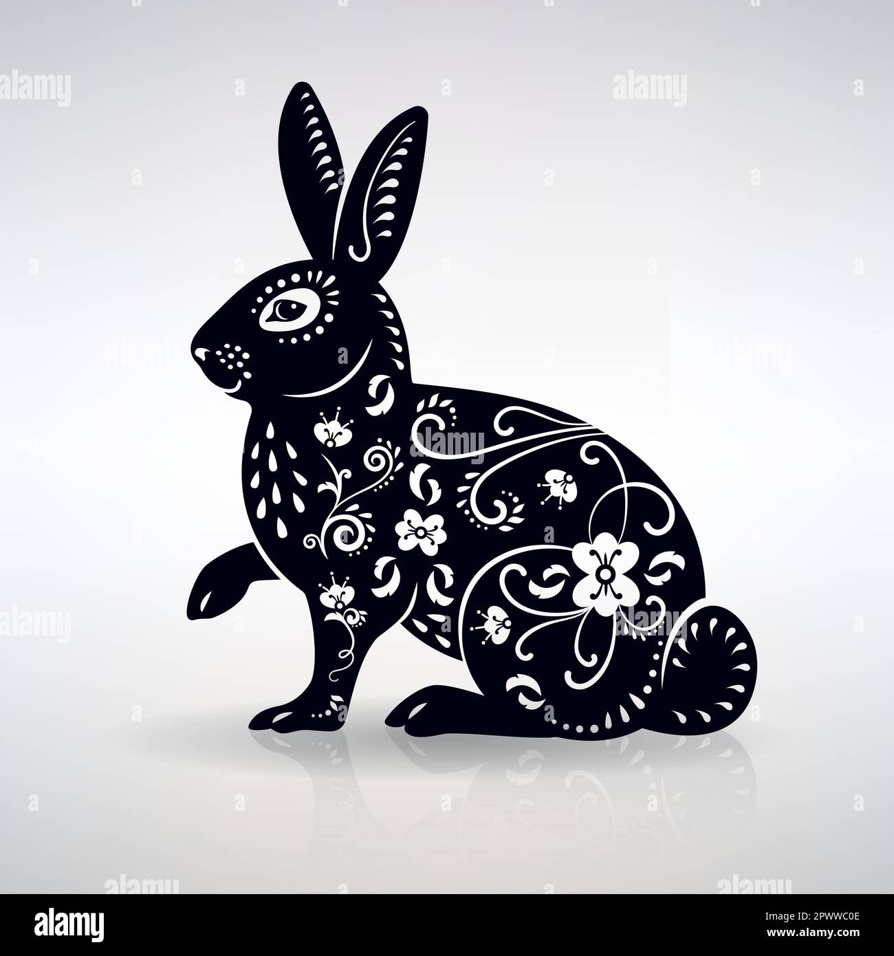 The symbol of the year a black rabbit on a light background Stock ...