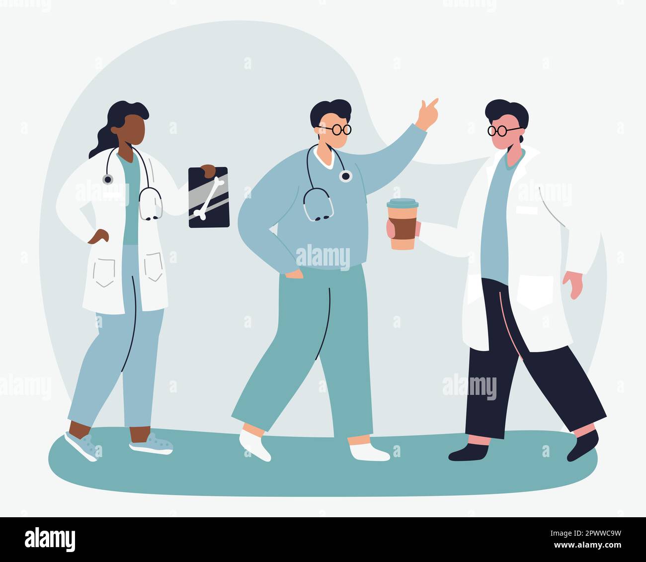 Team of medical specialists doctor with x-ray doctor with coffee Stock ...