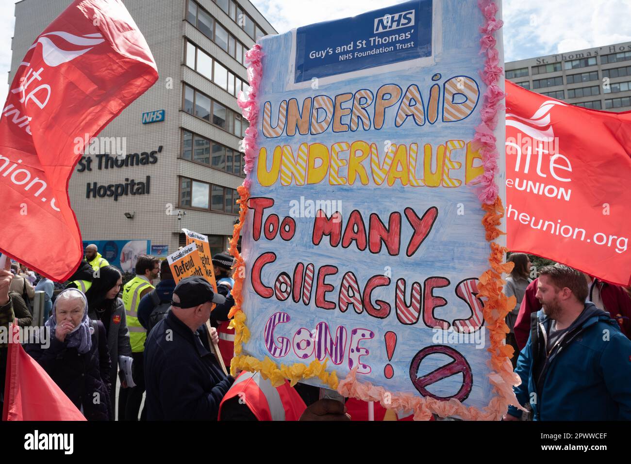 London, UK. 1 May, 2023. Striking nurses from the Royal College of ...