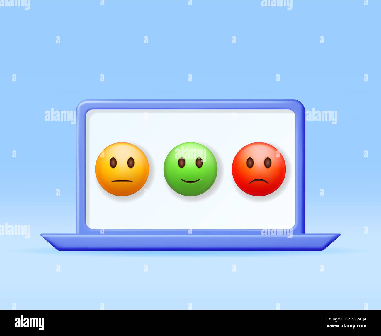 3D Customer Rating Smile Emoticons in Laptop Stock Vector Image & Art ...
