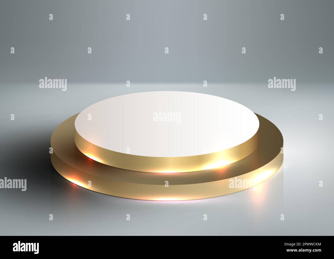 3D realistic luxury minimal style shiny golden metallic podium stand ...