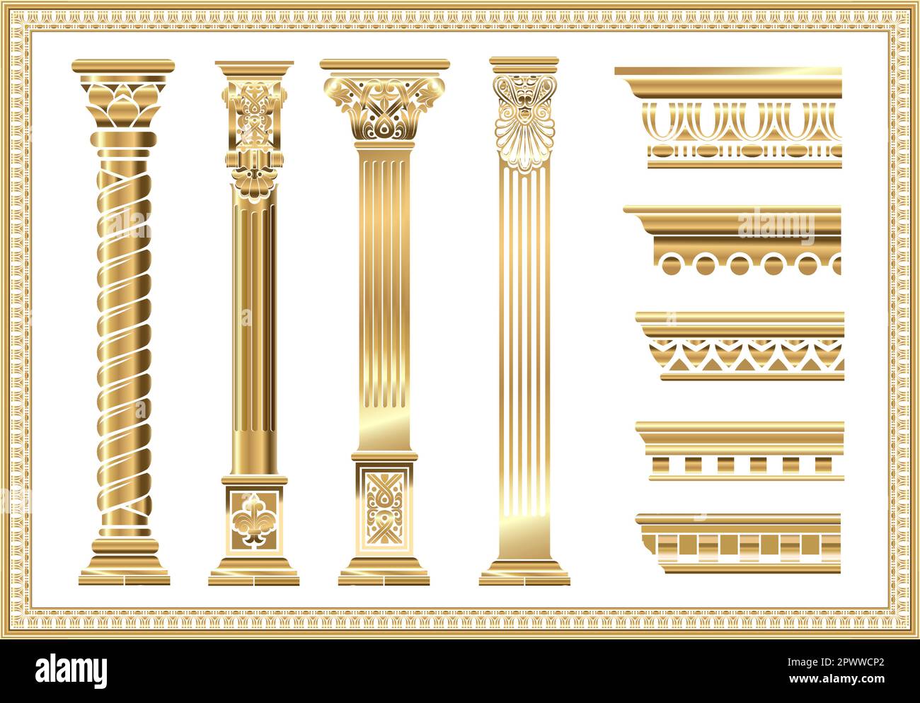 Contour coloring of classical columns. Set of patterns in vector graphics Stock Vector Image ...
