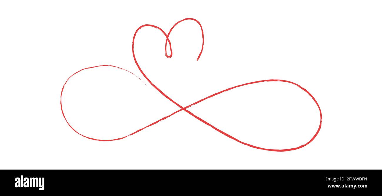 Pink thin lines two hearts love infinity symbol on white background ...
