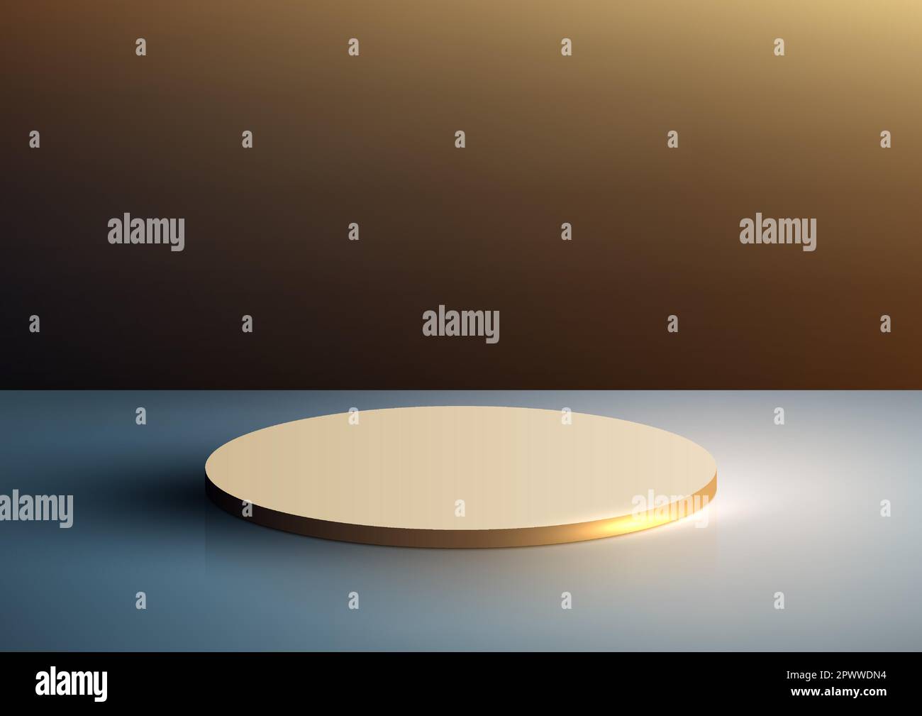 3D realistic studio room luxury minimal style shiny golden metallic ...