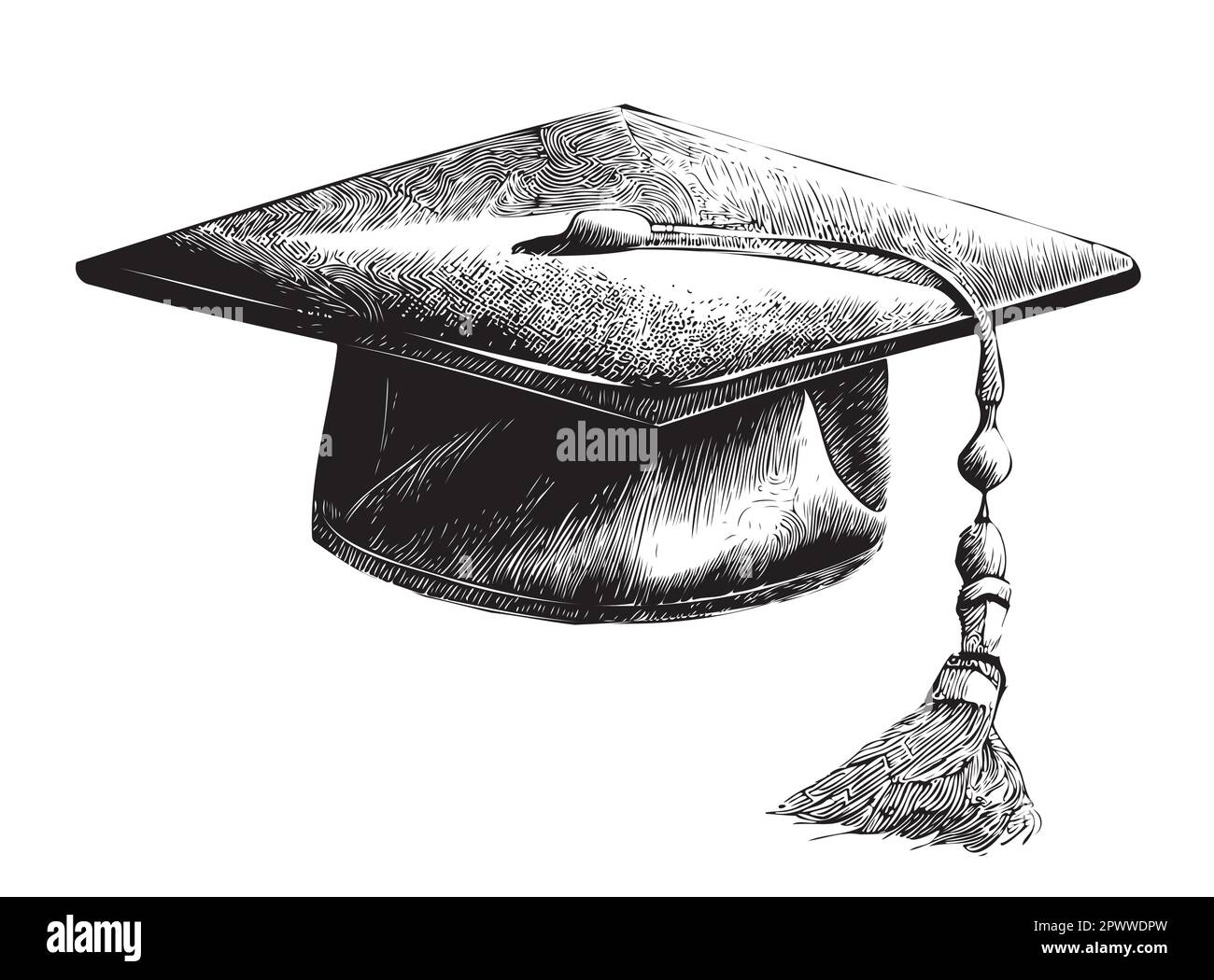 Graduation cap student hand drawn sketch illustration Stock Vector ...