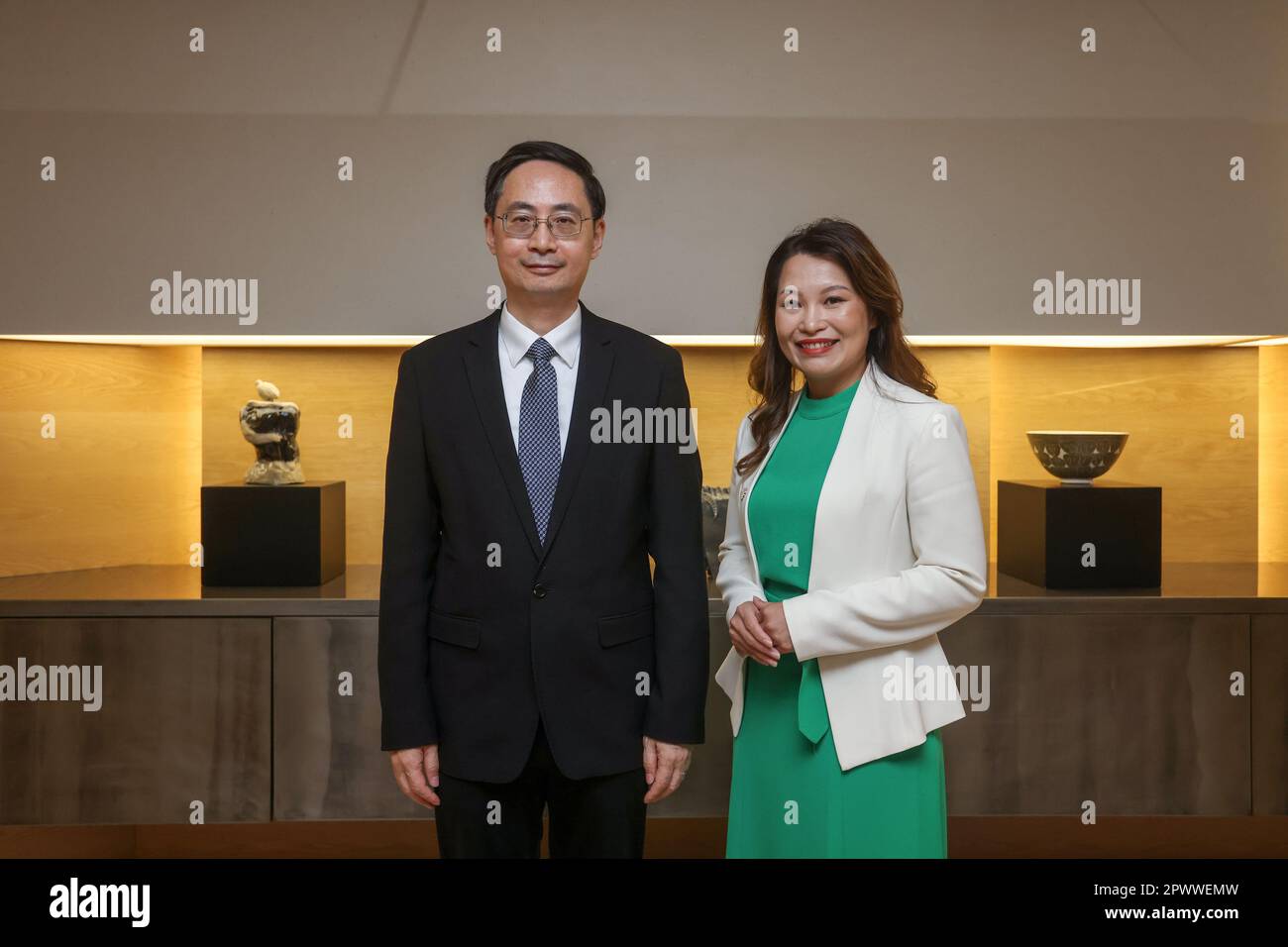 Hong Kong Green Finance Association chairman Ma Jun (left) and Tracy ...