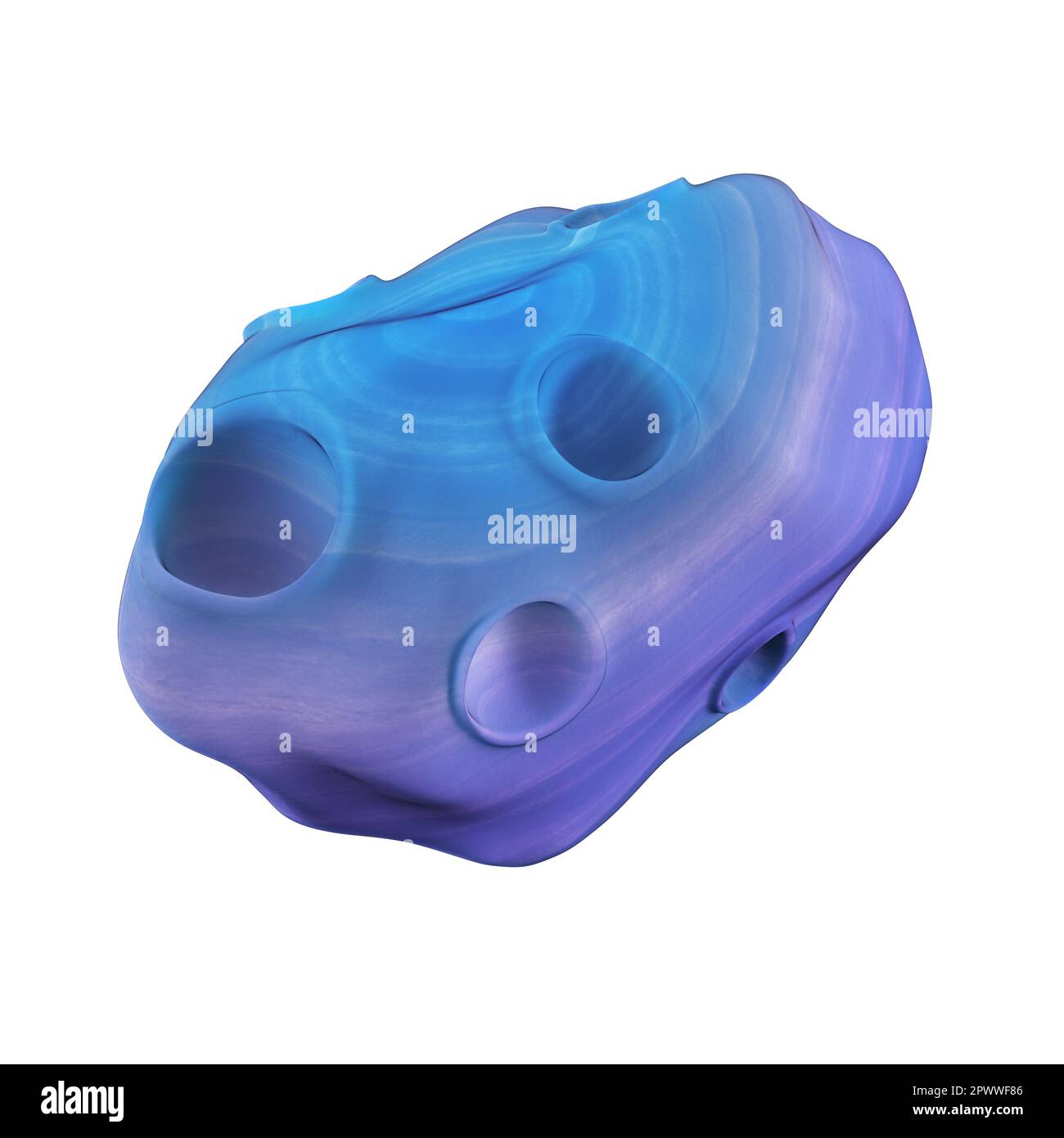 Blue cartoon styled asteroid with craters isolated on white background ...