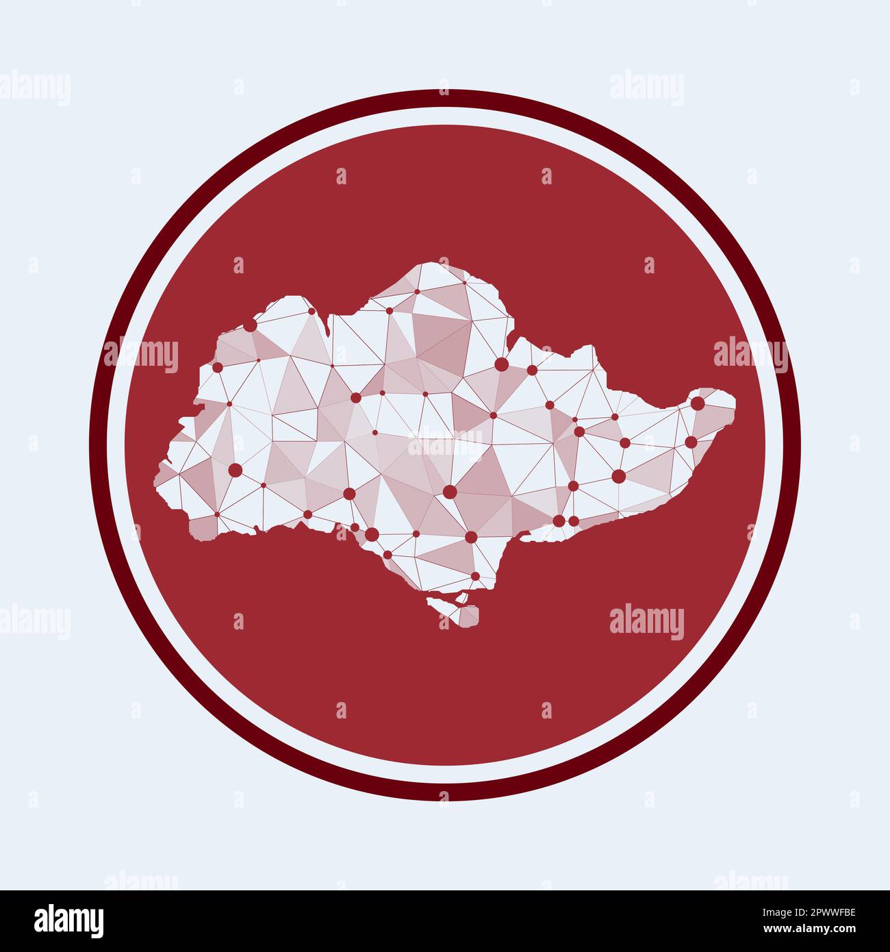 Sentosa icon. Trendy tech logo of the island. Geometric mesh round ...