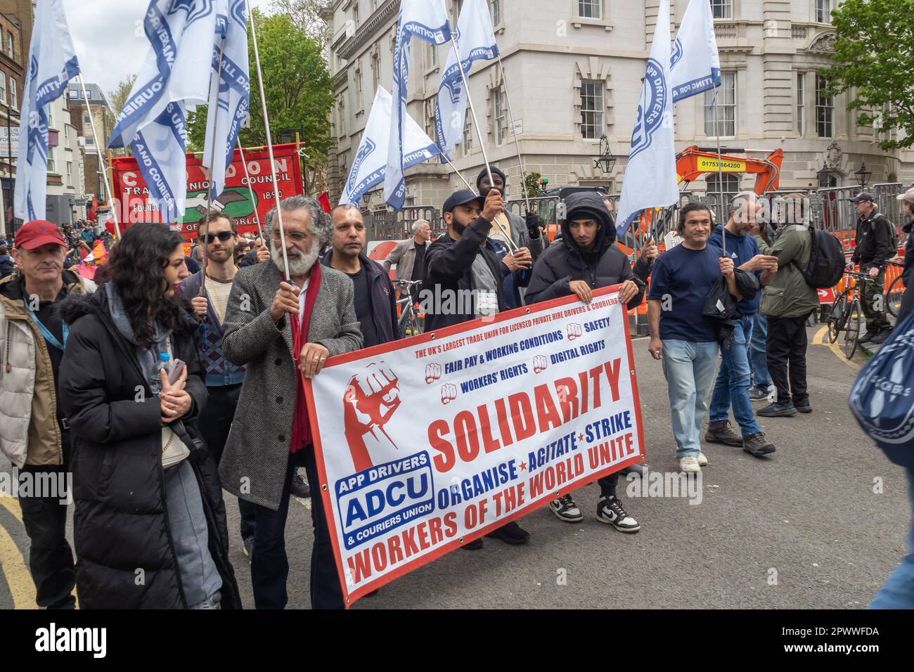 London, UK. 1 May 2023. App drivers from the ADCU .Several thousand ...