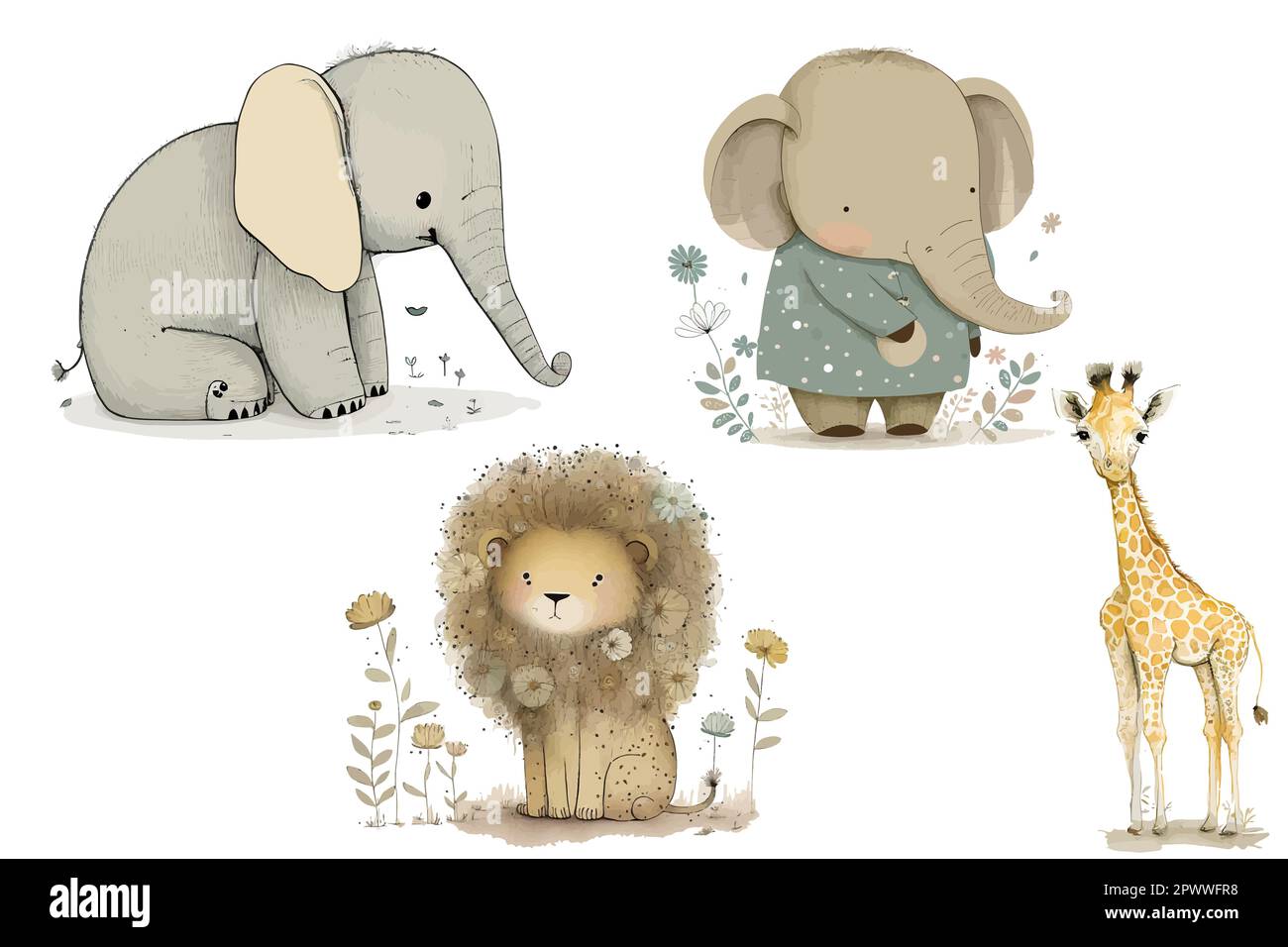 Elephant watercolor design hi-res stock photography and images - Alamy