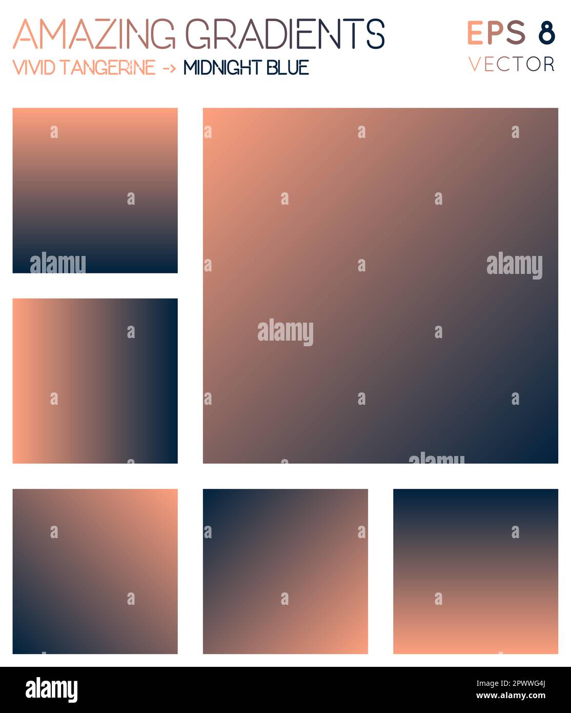 Colorful gradients in vivid tangerine and midnight blue color tones ...