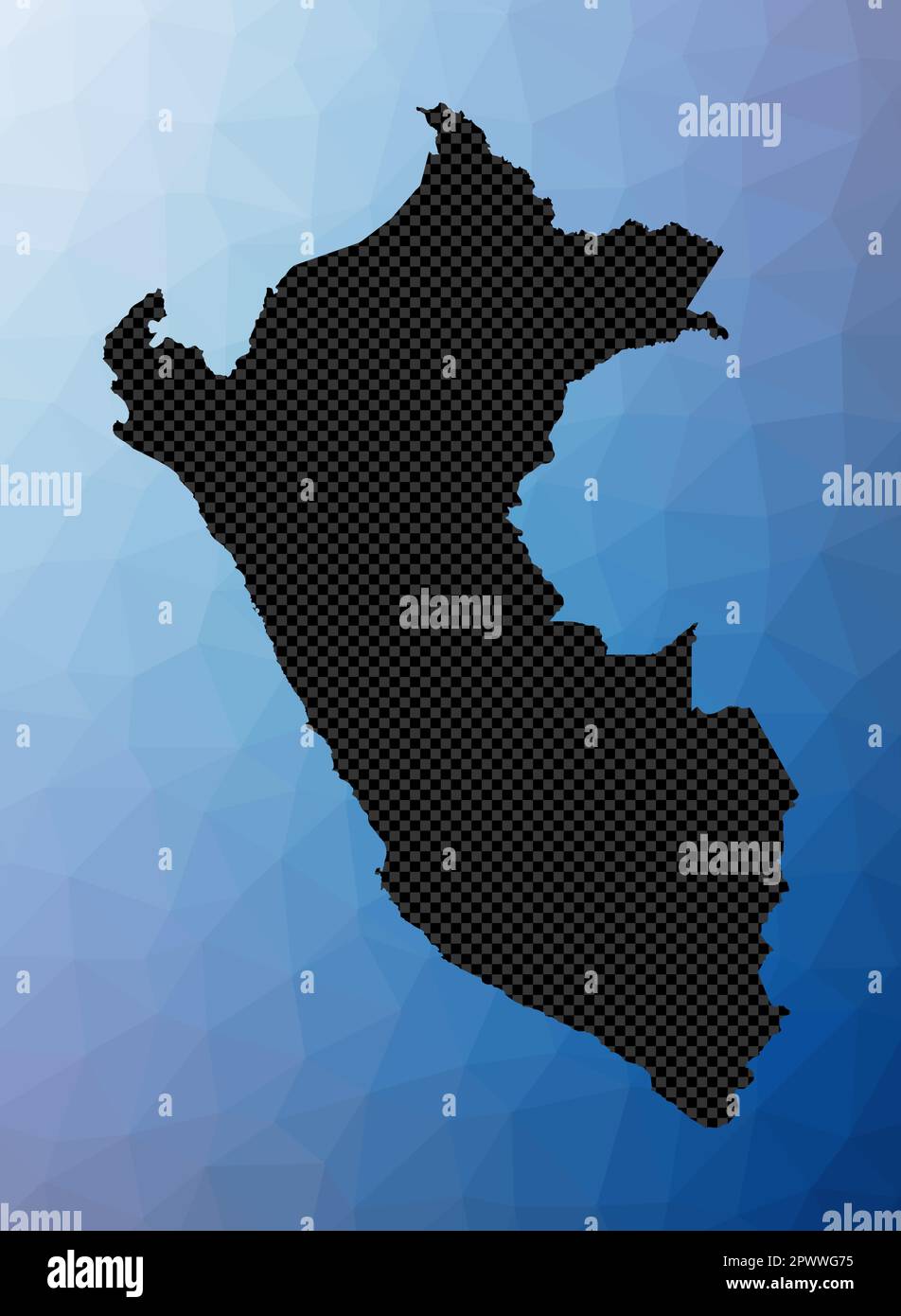 Peru geometric map. Stencil shape of Peru in low poly style. Stylish ...
