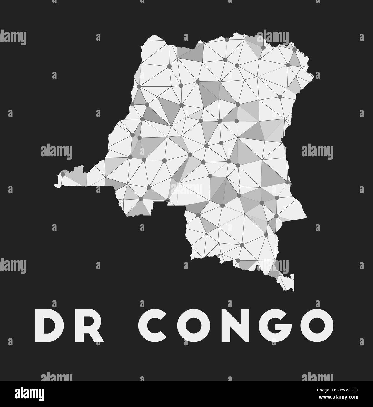DR Congo - communication network map of country. DR Congo trendy ...