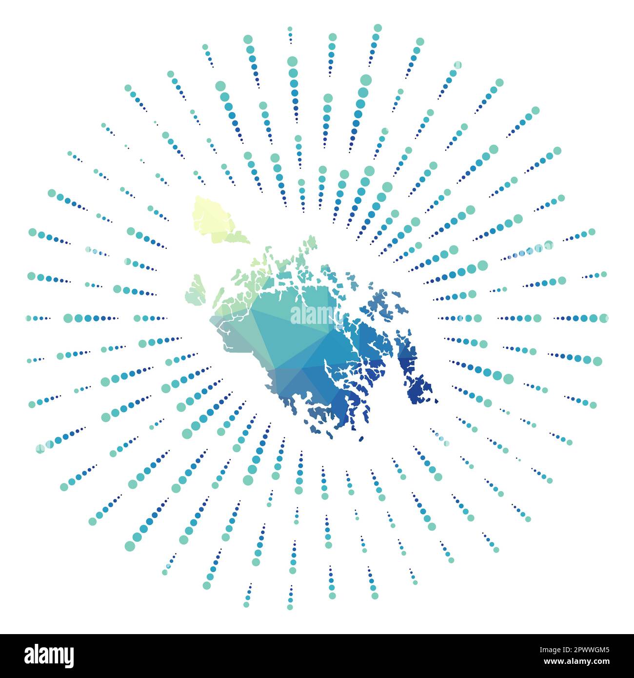 Shape of Cat Ba Island, polygonal sunburst. Map of the island with ...
