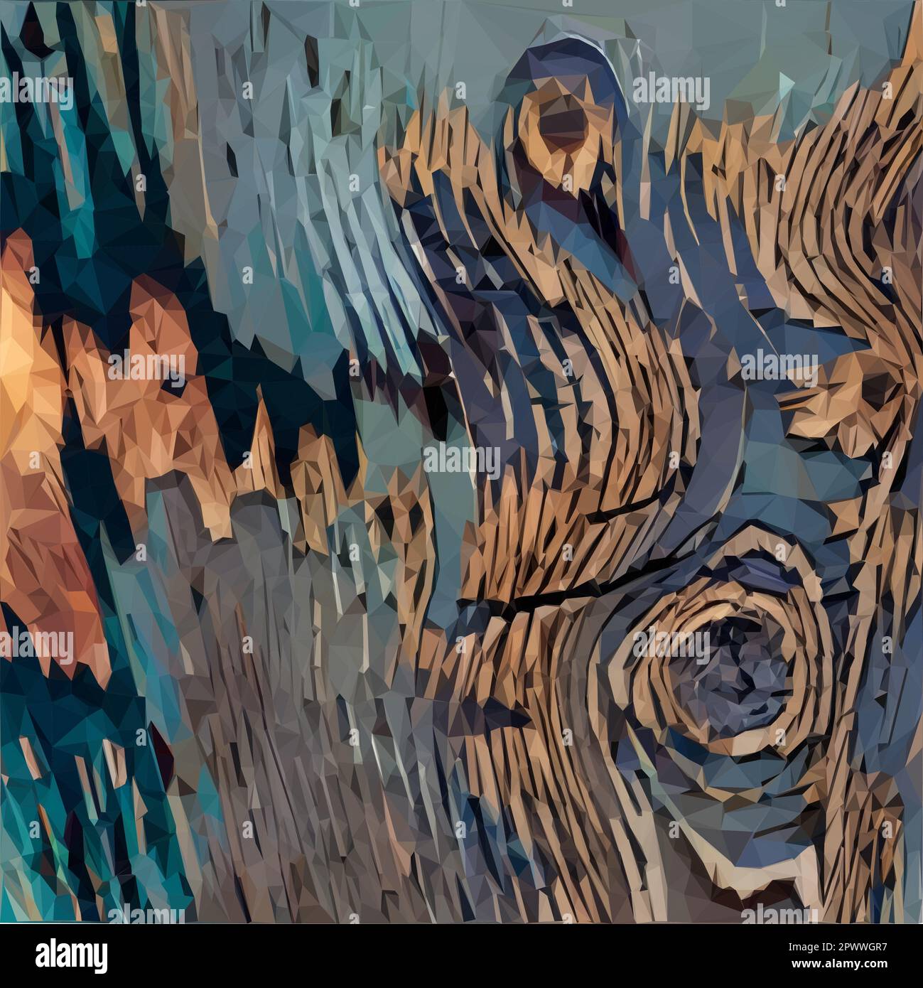 Wooden structures with knotholes and a notch. Decorative vector in low ...