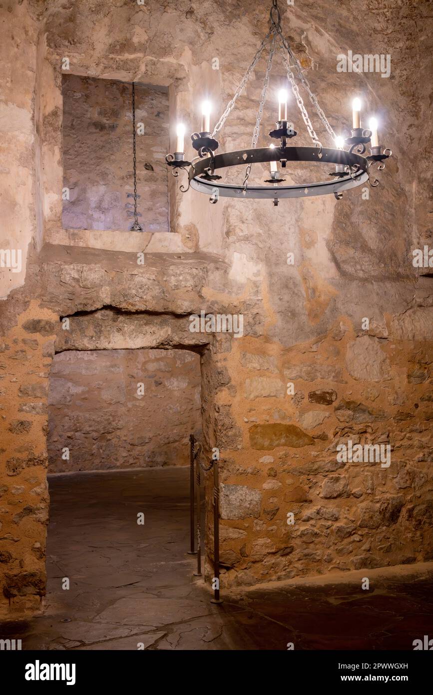 Alamo Church interior at Alamo Encamptment, San Antonio, Texas Stock ...